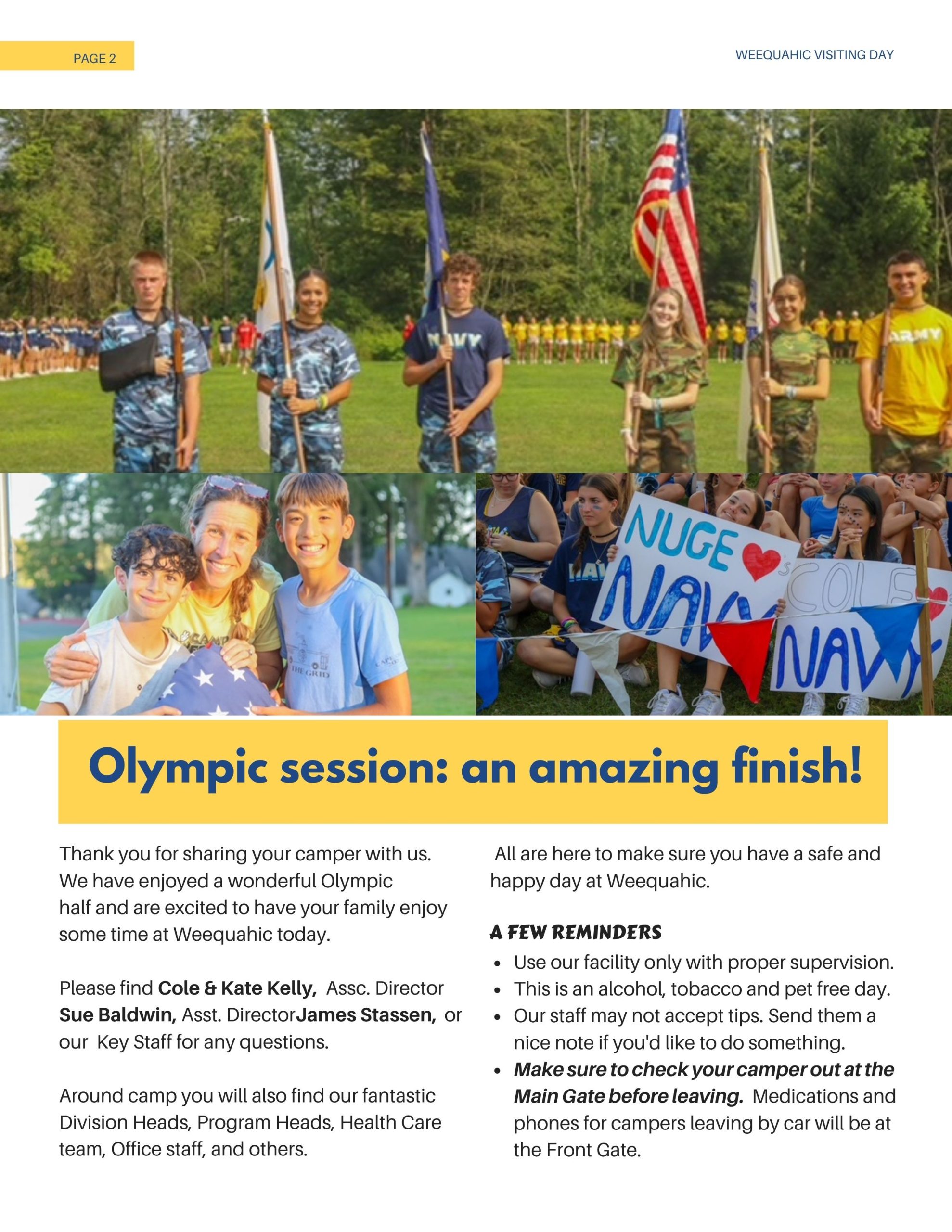 Welcome to Visiting Day! - Camp Weequahic